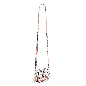 Vera Bradley Women's Performance Twill All in One Crossbody Purse With RFID Protection, Peach Blossom Bouquet, One Size