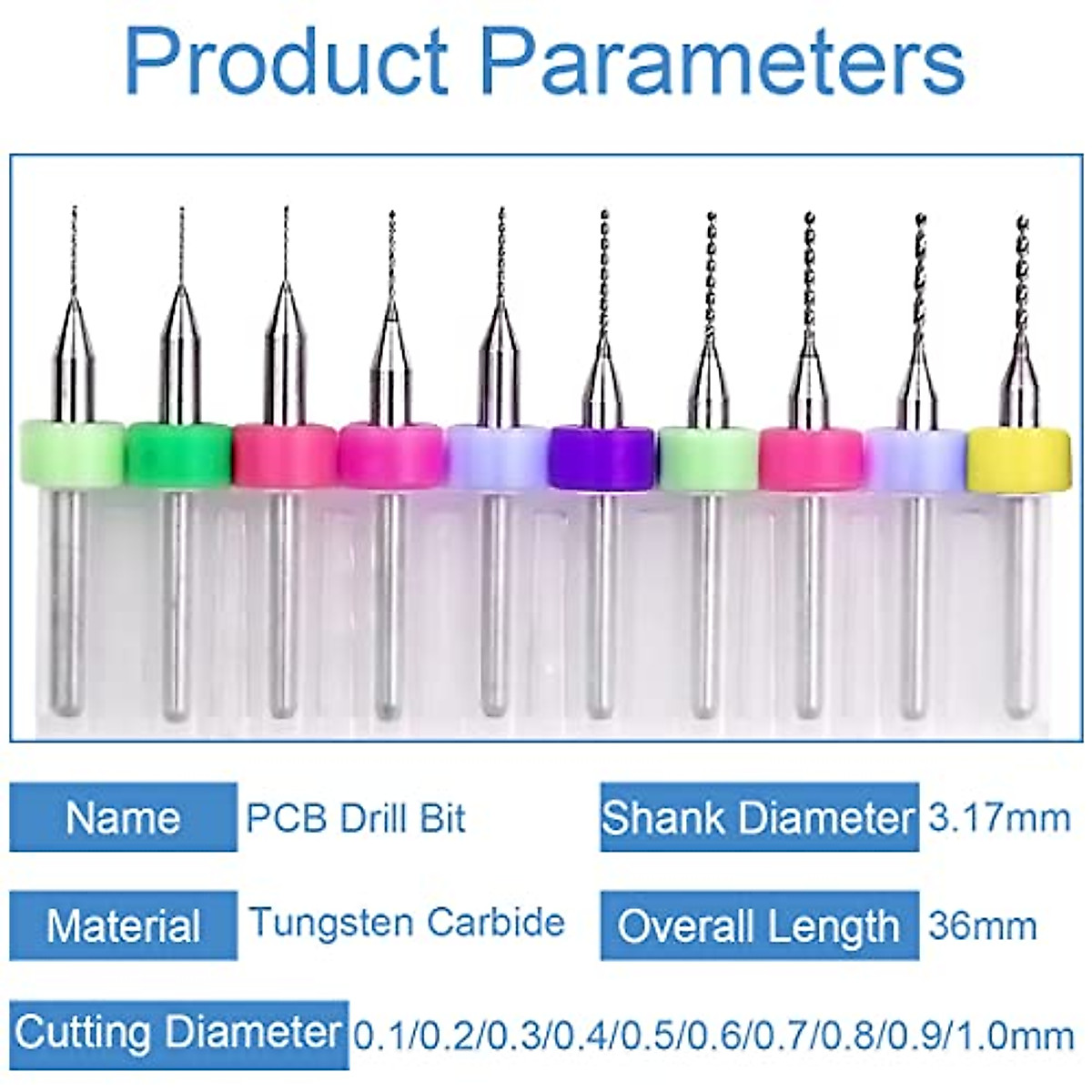 DKARDU PCB Drill Bits 0.1-1.0mm Mini Micro Carbide Spiral Flute Carbide Drill Bits Rotary Engraving Tool for PCB Circuit Board Jewelry CNC Board Power Engraving, 40 PCS