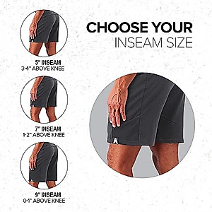 Anthem Athletics Hyperflex Gym Shorts For Men Zippered Pocket 7 Inch Inseam – Workout Shorts, Running Shorts, Athletic Shorts Cross Training Shorts Yoga Shorts - Volcanic Black G2 - Large