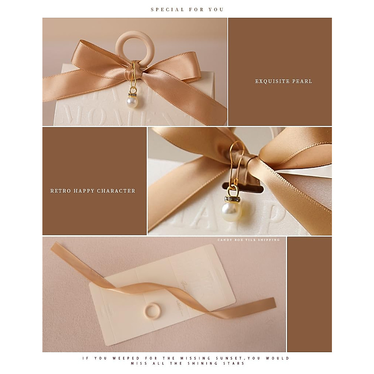 ZJSXINDI 15 Pcs Favor Boxes Gift Wrap Boxes White Gift Box 5"x 3" For Party Favor, Weddings, Bridal Showers, Bridesmaids... Gift Wrap Boxes Bulk for Crafting (champagne ribbons)