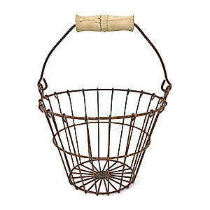 Hearthside Collection Rusty Metal Wire Egg Basket (1)