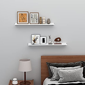 love furniture 31 Inch White Floating Shelves Wall Mounted Set of 2, Wall Mounted Wood Shelves for Bedroom, Living Room, Bathroom, Kitchen