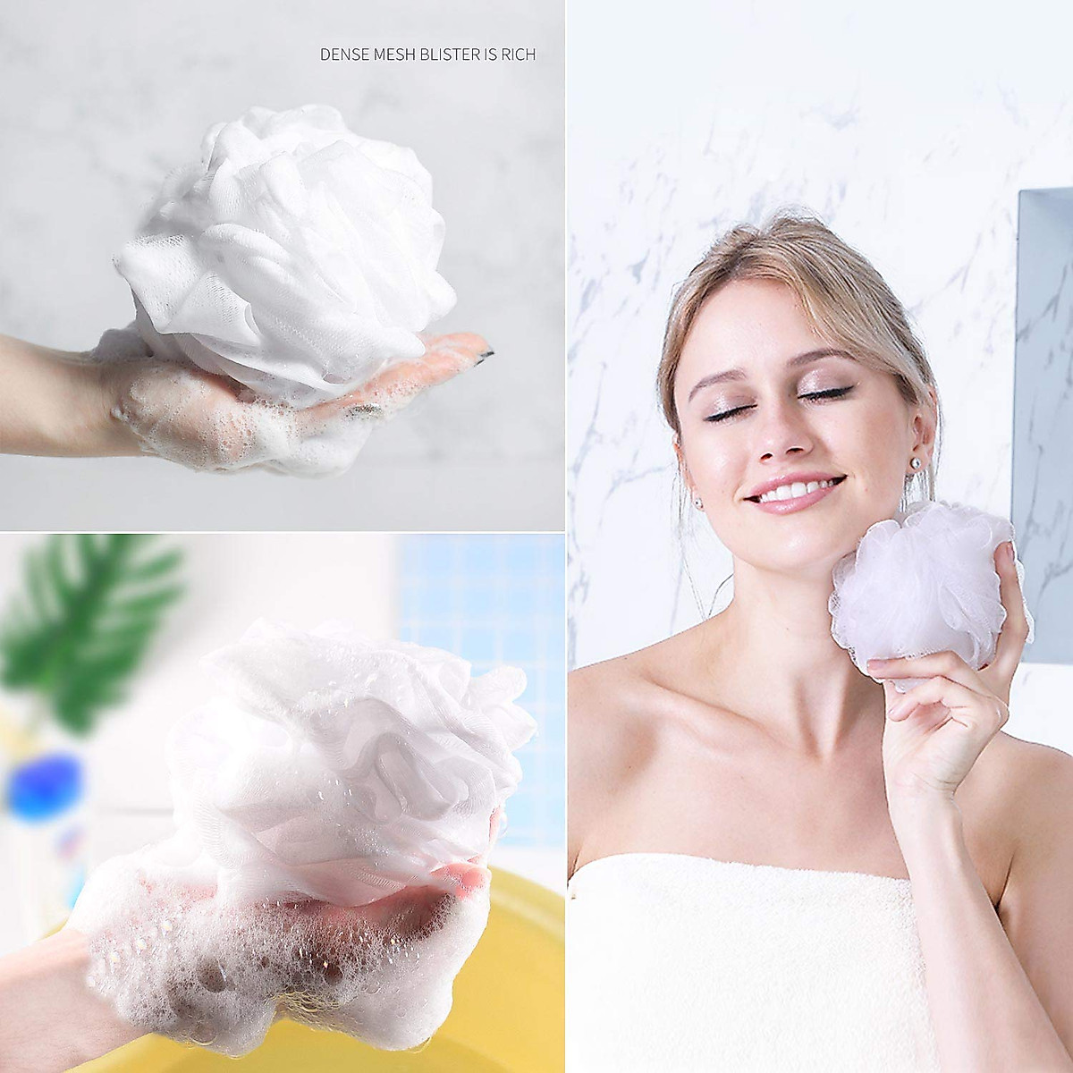 Bath Loofah Shower Sponge Pouf Body Scrubber Exfoliator Scrubber ball (Set of 6)