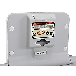 Alpine Wall Mounted Baby Changing Station - Horizontal Baby Changing Table Foldable Diaper Tables with Safety Strap for Commercial Bathroom, ADA Compliant (Hardware Included) White Gray