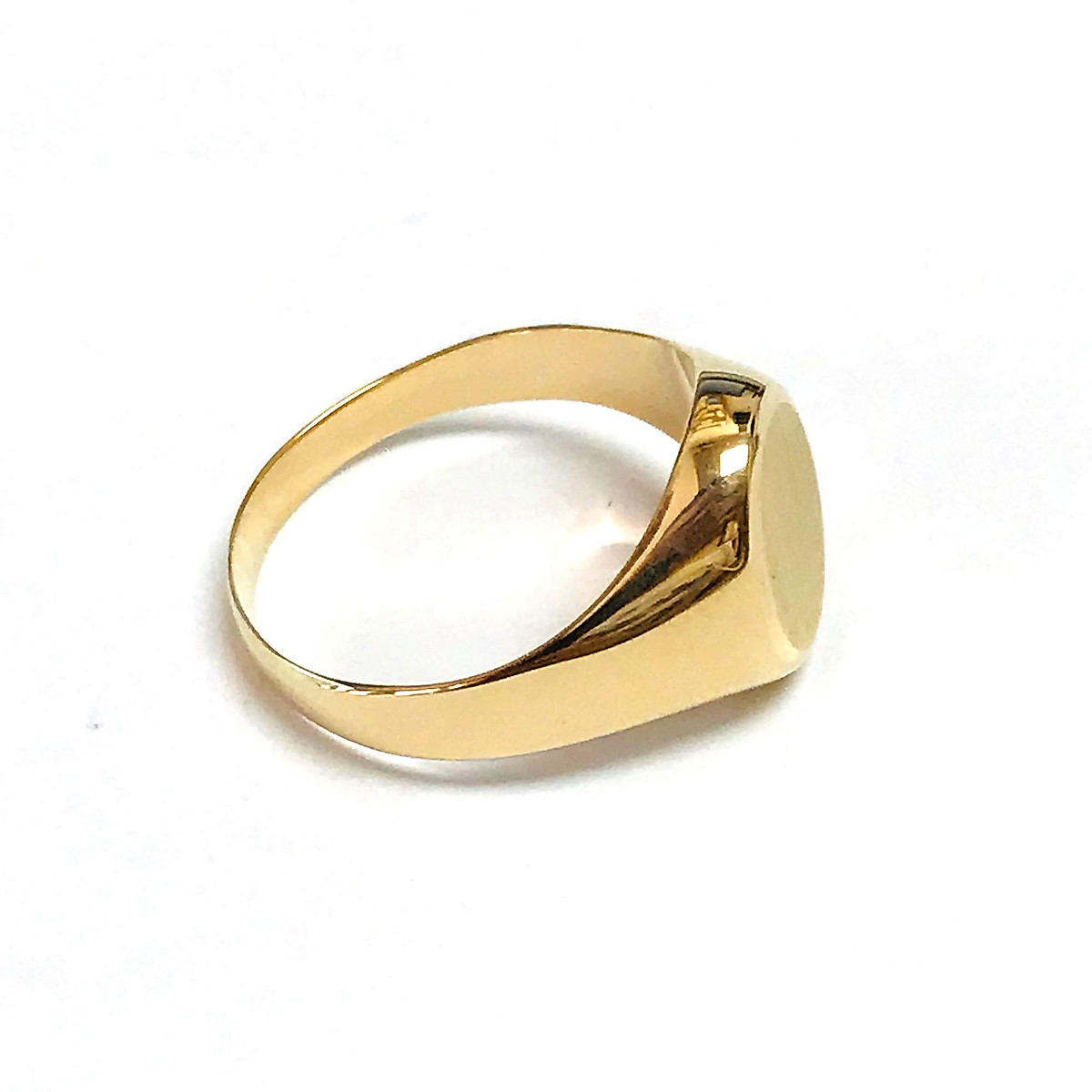 14k Yellow Gold Oval Disc Signet Womens Ring, 7
