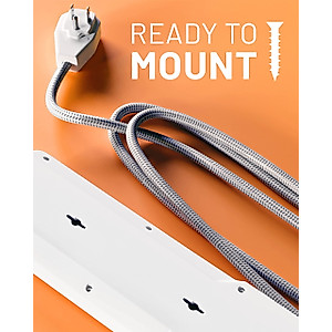 ECHOGEAR PowerBlitz Surge Protector Power Strip with USB-A & USB-C Ports - Low Profile Design with Braided 6' Cord, Flat Plug & 2160 Joules of Multi Outlet Surge Protection - White