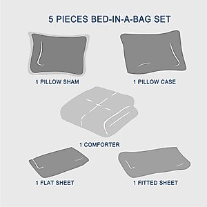 Anluoer Twin Comforter Set, Pink Tufted Bed in a Bag 5 Pieces with comforters and Sheets, All Season Bedding Sets with 1 Comforter, 1 PillowShams, 1 Pillowcases, 1 Flat Sheet, 1 Fitted Sheet
