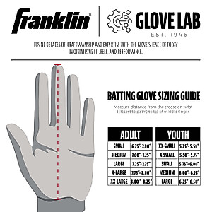 Franklin Sports MLB Batting Gloves - Classic XT Adult Men's + Youth Batting Gloves Pair - Baseball + Softball Gloves - White - Adult Small