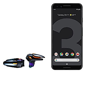 BoxWave Gaming Gear Compatible With Google Pixel 3 - Touchscreen QuickTrigger Auto, Trigger Buttons Autofire Gaming Mobile FPS - Jet Black
