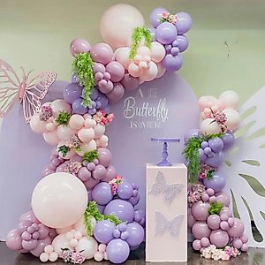 Pink and Purple Balloon Garland Arch Kit 148pcs Pastel Pink Purple Balloons for Bridal Baby Shower Wedding Birthday A Little Butterfly is on the Way Theme Party Decoration