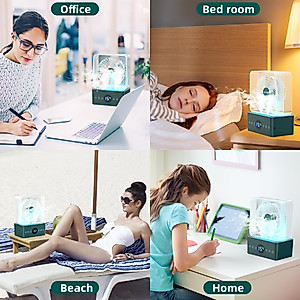 DINGBAI Portable Air Conditioner Fan,Camping Fan,Water-Cooled Fan,Misting Fan,Internal Battery,3 levels of speed,5 light Modes,Indoor Thermometer,1-8H Timer,Fan for Outdoor Bedroom Home Office Desktop
