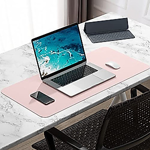 Hsurbtra Desk Pad, 30" x 14" PU Leather Desk Mat, XL Extended Mouse Pad, Waterproof Desk Blotter Protector, Ultra Thin Large Laptop Keyboard Mat, Non-Slip Desk Writing Pad for Office Home, Pink