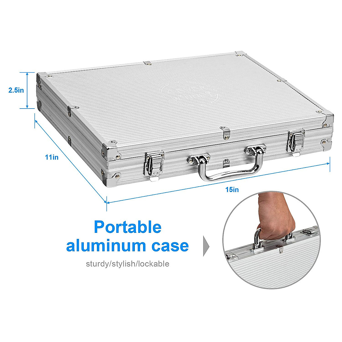 4 EVER WINNER Poker Chip Set 500PCS Professional Poker Set 11.5 Gram Casino Chips with Denominations, for Texas Holdem Blackjack Gambling Poker Set with Aluminum Case