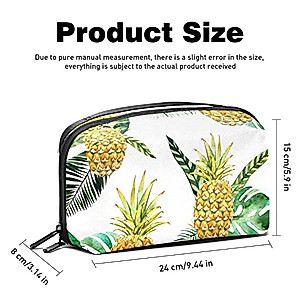 Travel Cord Organizer, Tech Organizer, Electronics Organizer, Cable Organizer Bag, Tropical Fruit Pineapple Palm Leaves Modern