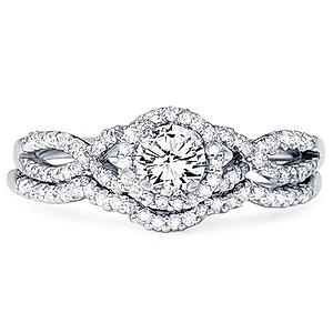 1/2 Ct Diamond Engagement Infinity Wedding Ring Set 14k White Gold - Size 5