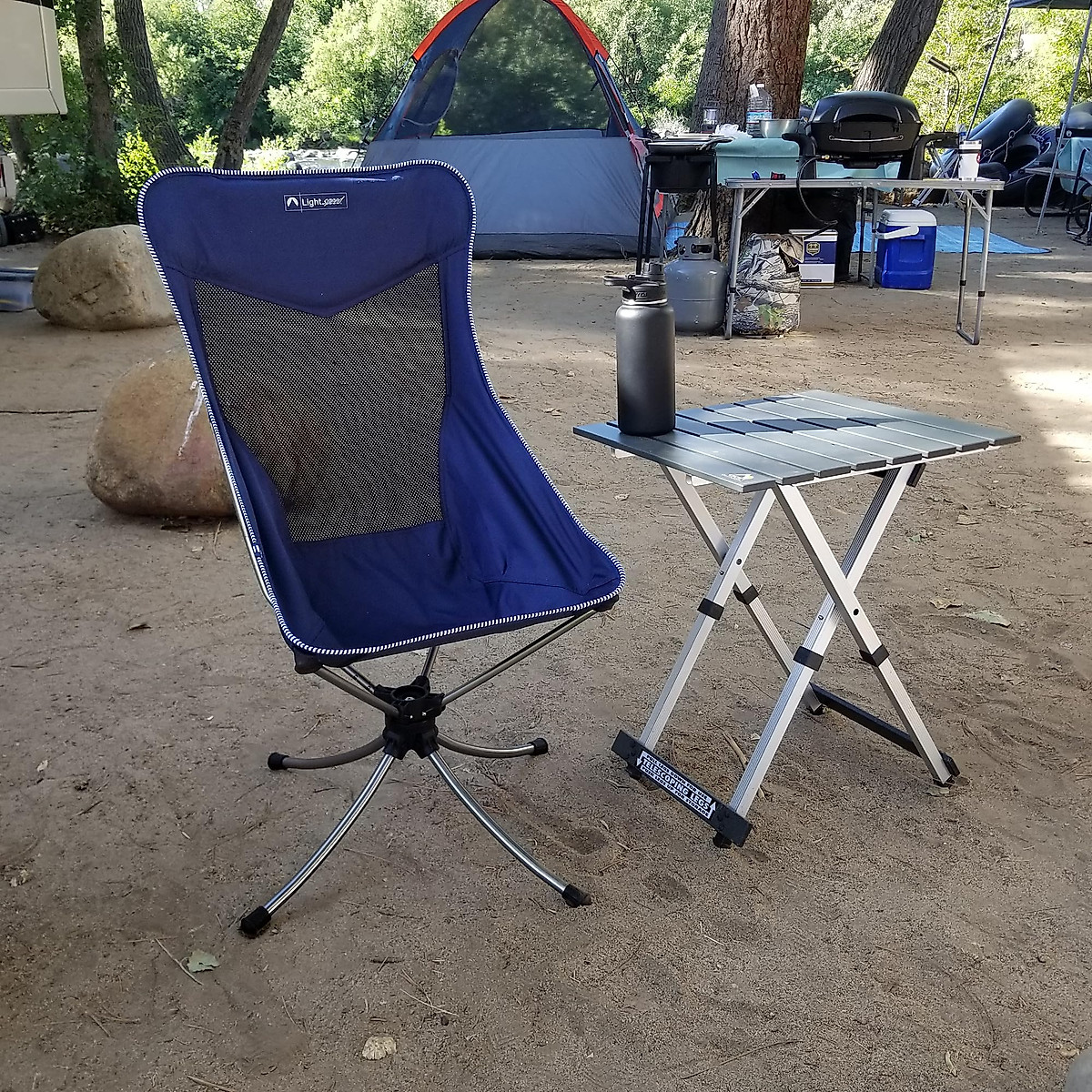Lightspeed Outdoors Tall Swivel Camp Chair, Outdoor Seating, Blue