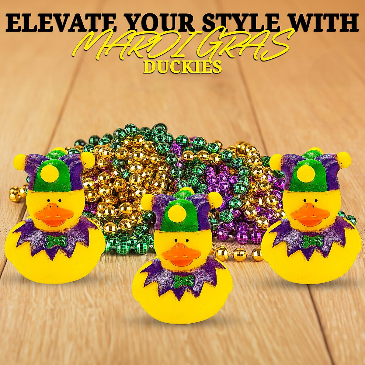Fun Express Mardi Gras Duckies - Bulk Set of 12 Rubber Ducks - Parade and Party Favor Supplies and Handout Toys