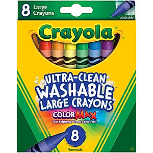 Crayola 523280 Ultra-Clean Washable Crayons, Large, 8 Colors/Box