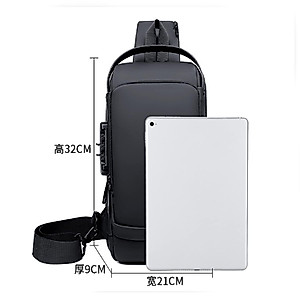 Anti Theft Sling Bag, USB Charge Sport Crossbody Anti-Theft Shoulder Backpack, Anti-Theft Sling Chest Bag (Ash-gold)