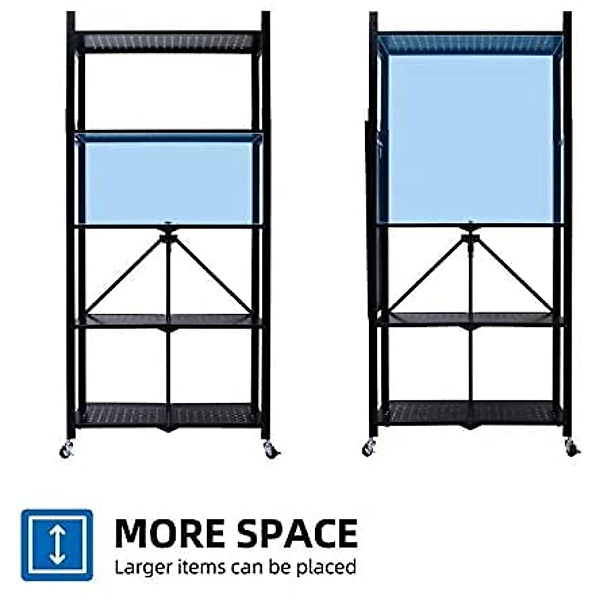 Malson Metal Storage Rack with Wheels, 5-Tier Storage Shelf Heavy Duty Storage Shelving Unit and Metal Organizer Wire Rack for Home Office Kitchen Bathroom Organization