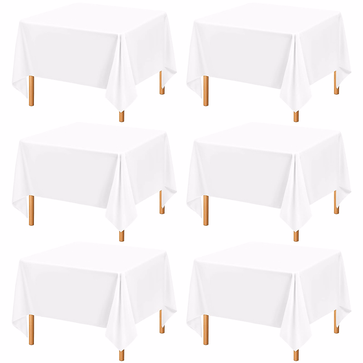 6 Pack Square Tablecloth 52 x 52 Inch White Square Table Cloth,Stain and Wrinkle Resistant Washable Polyester Table Clothes Decorative Fabric Table Cover for Wedding Dining kitchen Parties Card Table