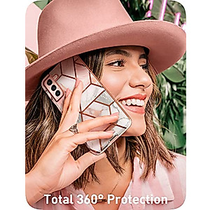 i-Blason Glitter Case for Samsung Galaxy S22 (6.1 Inch) 5G Mobile Phone Case Bumper Case 360 Degree Protective Case Glossy Cover [Cosmo] with Integrated Screen Protector 2022 Edition (Marble)