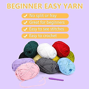 Fedmut Yarn for Crocheting -200g Beginners Chunky Cotton Yarn Easy-to-See Stitches Thick Worsted Yarn for Knitting Craft -Purple