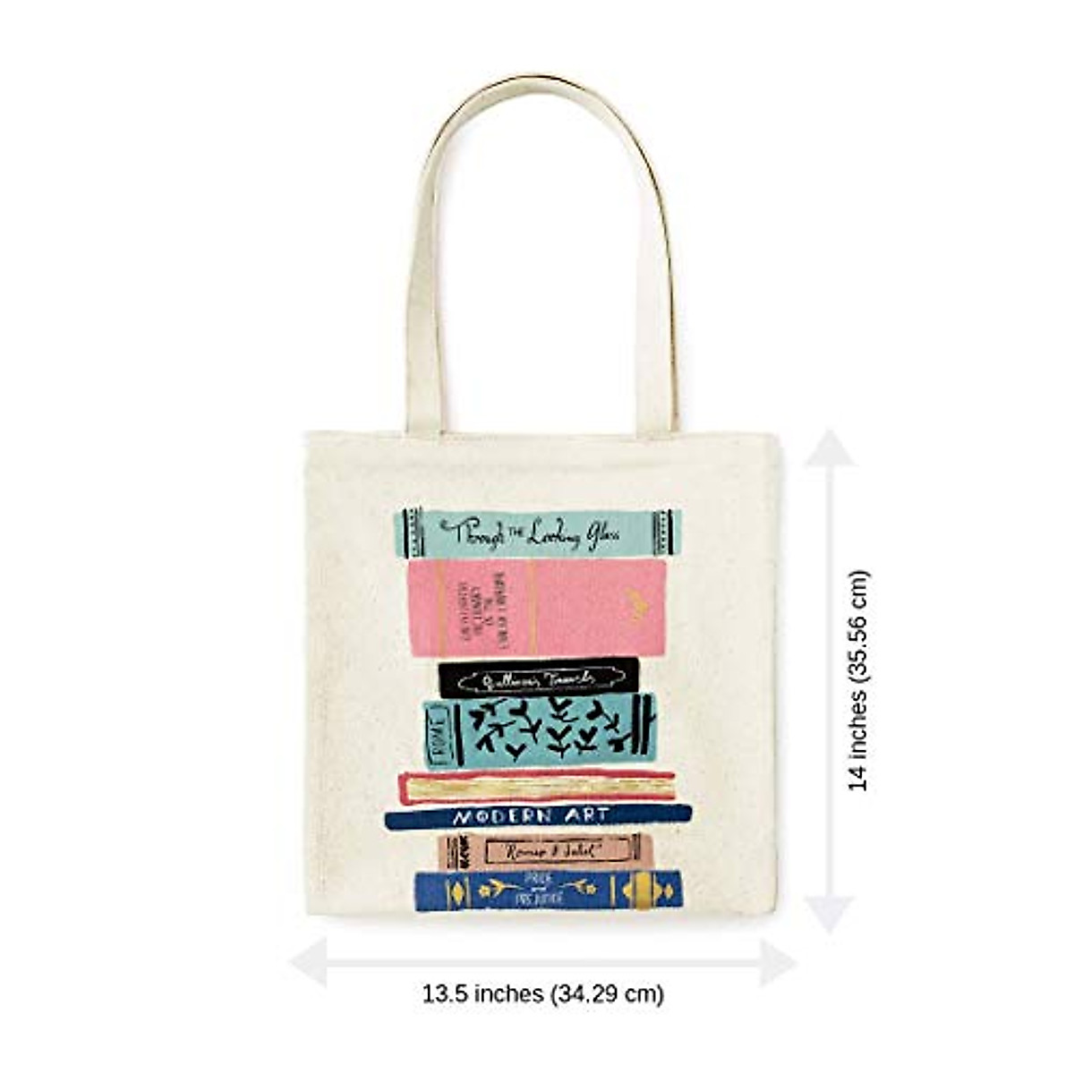 Kate Spade New York Canvas Book Tote with Interior Pocket, Stack of Classics