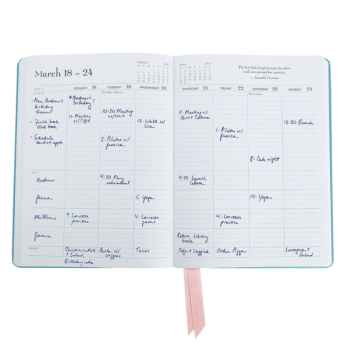 momAgenda Desktop 23/2024 Day Planner | Runs through December 2024 | Family Planner. Manage Multiple Schedules. Week-at-a-View layout. (Rasberry)