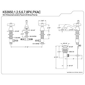 Kingston Brass KS3955PX Restoration Mini Widespread Lavatory Faucet with Porcelain Cross Handle, Oil Rubbed Bronze, 4-Inch Adjustable Center