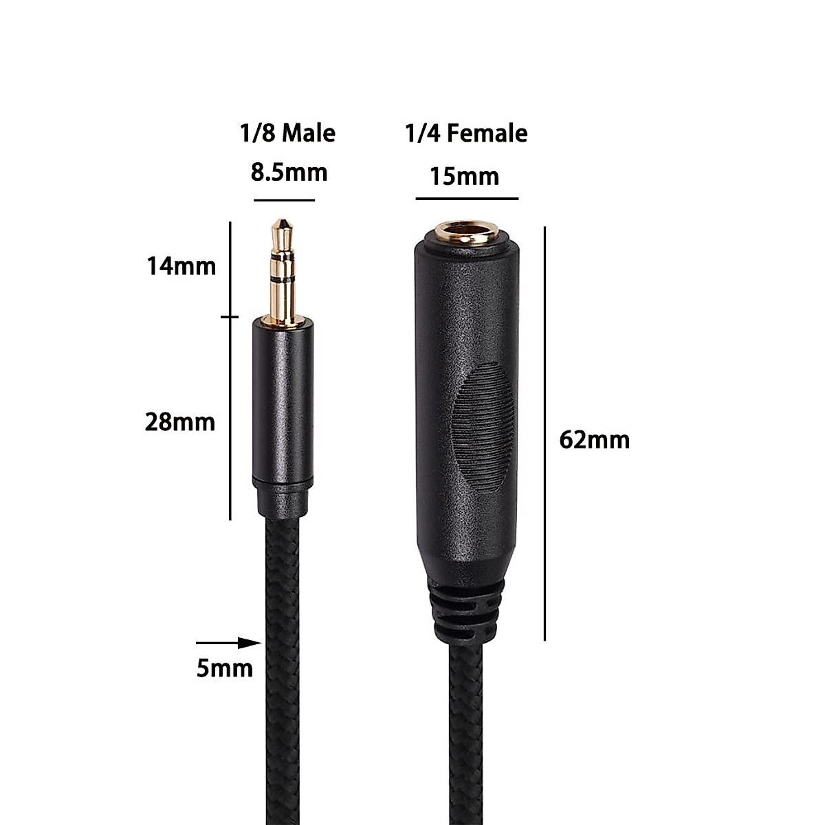 Smithok 2 Pack 3.5mm to 1/4 inch Female Headphone Adapter, Quarter 1/4 inch 6.35mm Stereo Female Jack to 1/8 inch 3.5mm Male Audio Adapter for Headphone, Amplifiers, Guitar, Amp etc.- 12inch/30cm