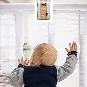 Roving Cove Stair Banister Guard 5ft x 3ft, Railing Safety Net for Baby Proofing, Child Safety Gate Cover, Balcony Mesh Netting, Pearl White