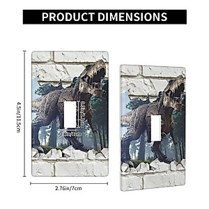 Dinosaur Single Toggle Light Switch Decorative Funny 1 Gang Wall Plate Electrical Faceplate for Kids Boys Playroom Nursery Bedroom Decor