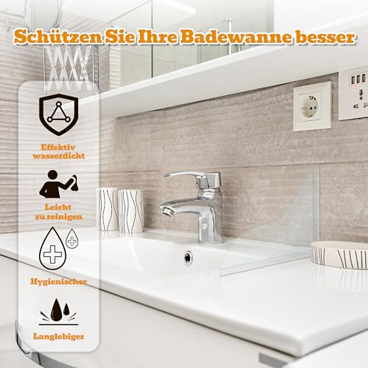 Honitra 2Pcs Shower Splash Guard, Self- Adhesive Transparent Shower Water Guard, Bath Corner Water Splash Guard to Keep Water in Shower, Tub Splash Guard