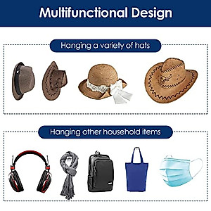 LIGTEHEEA Hat Rack for Wall 16 Pcs , Adhesive Hat Hooks for baseball Caps, Modern Hat Hangers with Minimalist Hat Rack Design, No Drilling for Closet Door Bedroom Entryroom Laundry (Black)