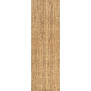 nuLOOM Ashli Handwoven Solid Jute Runner Rug, 2' 6" x 10', Natural