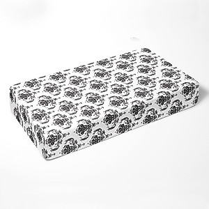 Bacati- Classic Damask White/Black Crib Fitted Sheet