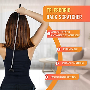 USAGA 20 Fingers Head Massager Scalp Massager Head Scratcher Extendable Back Scratcher for Scalp Body Relaxing (Black)