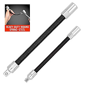 SEDY Flexible Extension Bar Set, 2-Piece Drive Socket Flex Bar 1/4" x 6" & 3/8" x 8"