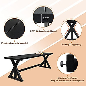 MEOOEM Outdoor Patio Bench Black, Garden Bench Outdoor Industrial Bench Picnic Furniture Benches for Park Garden, Lawn and Lounge 61.2X 13.75X 17.5 in