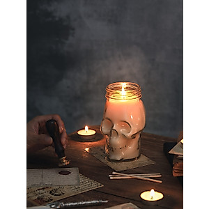 Gothic Skull Candle, Large Skull Candle Halloween Gothic Decorations for Home Table Bar Indoor Room,Scary Halloween Decorations Indoor White