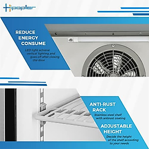 HIPOPLLER 27" W Commercial Stainless Steel Freezer, Single Door 25 cu. ft. Reach In Freezer with 4 Shelves and LED Light, 115v for Commercial Kitchen, Restuarant, Bar, Shop, etc