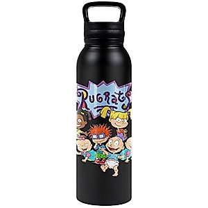 Rugrats OFFICIAL Rugrats Group 24 oz Insulated Canteen Water Bottle, Leak Resistant, Vacuum Insulated Stainless Steel with Loop Cap