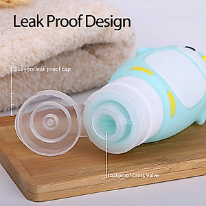 Lejesth 4Pcs 3oz/90ml Silicone Leak Proof Travel Size Bottles Set for Liquids, Refillable Containers,Squeezable Tubes Toiletries Containers for Shampoo Conditioner Lotion Face Body Wash