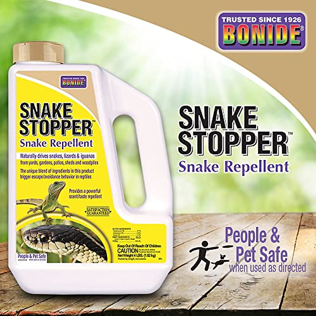 Bonide Snake Stopper Snake Repellent, 4 lb. Ready-to-Use Granules for Outdoor Pest Control, People & Pet Safe