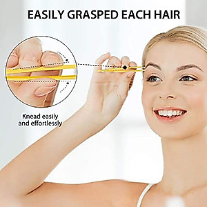 Professional Stainless Steel Tweezers Set-Precision Tweezers Set for Ingrown Hair Remove and Lash Extension, Plucking Tweezers with Leather Case for Ladies Gifts (4-Piece)