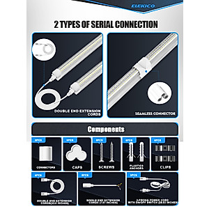 ELEKICO 6 Pack 50w 4ft Led Shop Light, Super Bright 7500lm 5000k V Shape 4' Led Shop Lights, Linkable 4 Foot Led Shop Lights for Garage Warehouse, Supermarket, Basement, Barn, Storage Area