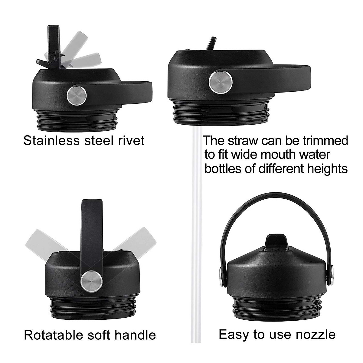Straw lid for Yeti Rambler 18 26 36 64 oz,Replacement Straw Cap for Yeti 18oz 26oz 36oz 64oz Rambler Lid with Straws and Soft Handle