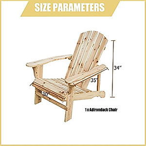 LOKATSE HOME Outdoor Natural Wood Adirondack Classic Chair for Patio
