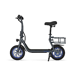 Jetson Ryder Electric Scooter, 15.5 MPH, 12 miles Max Range, Twist Throttle, 250-Watt Motor, Adjustable Seat, Foldable Handlebar, Rear Basket, Ages 12+, Gray, JRYDER-GRY